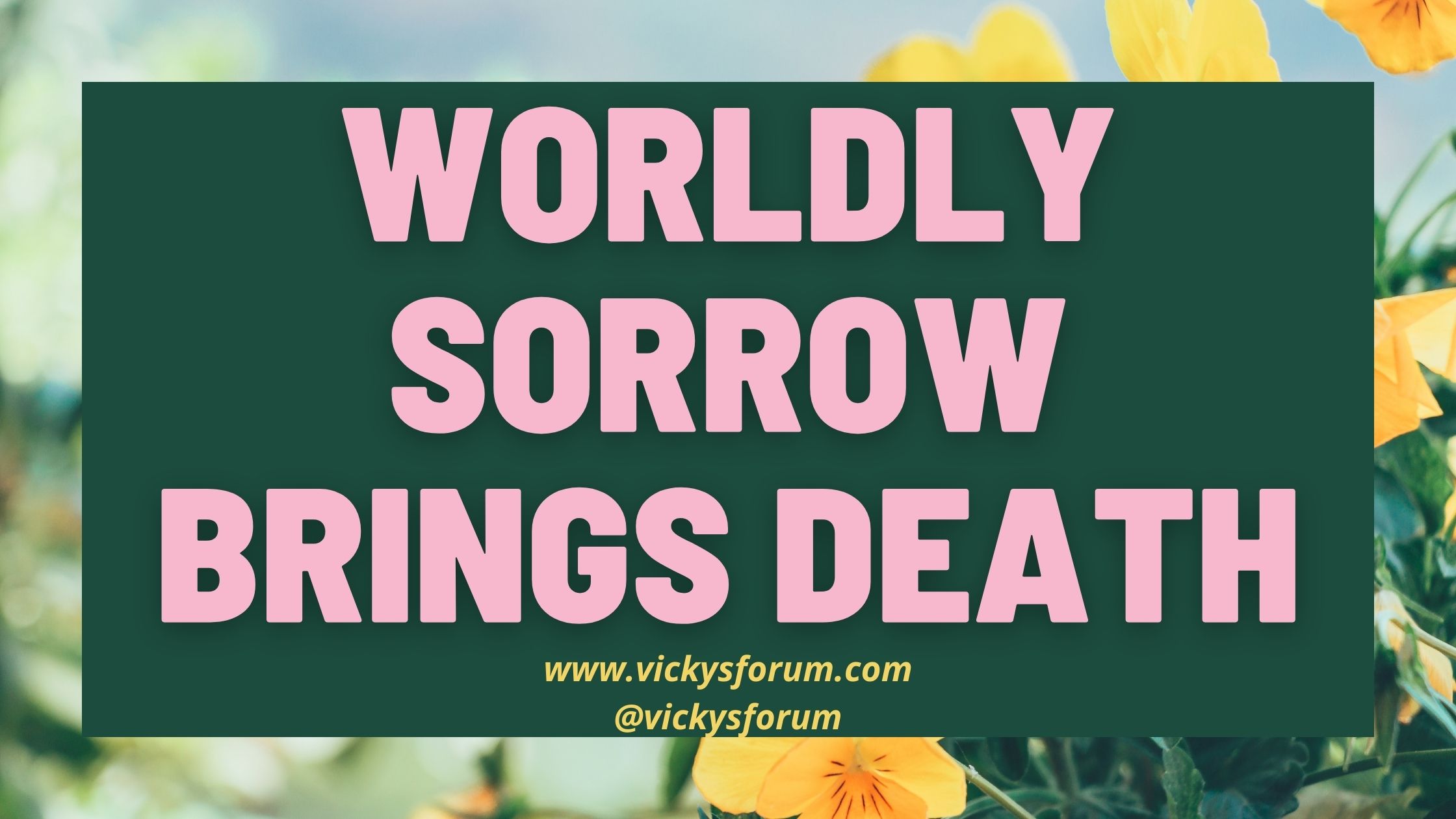 Godly Sorrow Produces Repentance Leading To Salvation - Vicky's Forum